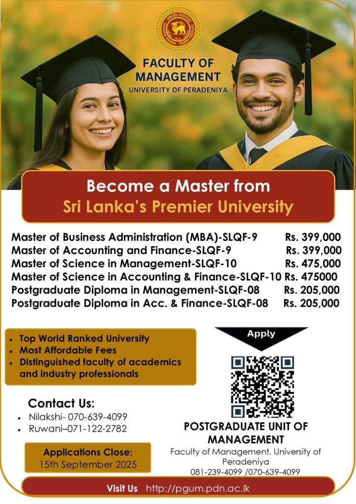 Department of Management Studies – Faculty of Management – UOP
